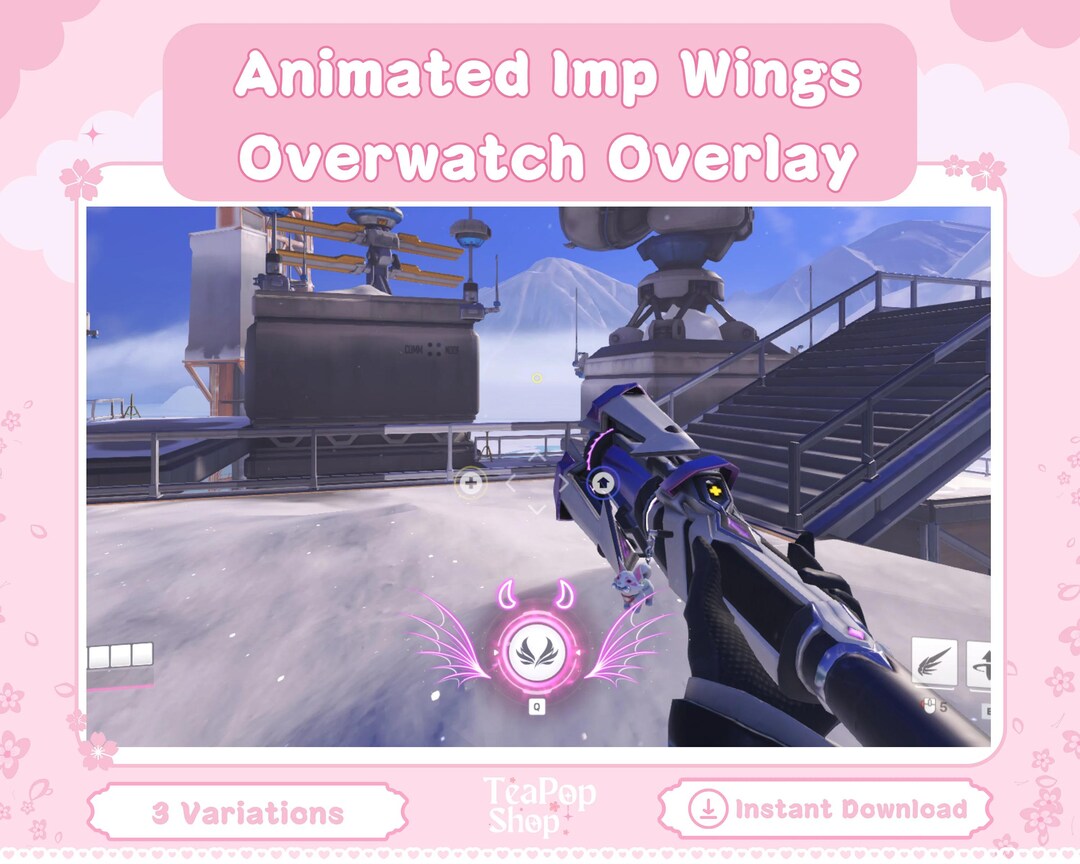 Animated Pink Imp Wings: Overwatch Overlay Customizable Twitch Overlay ...