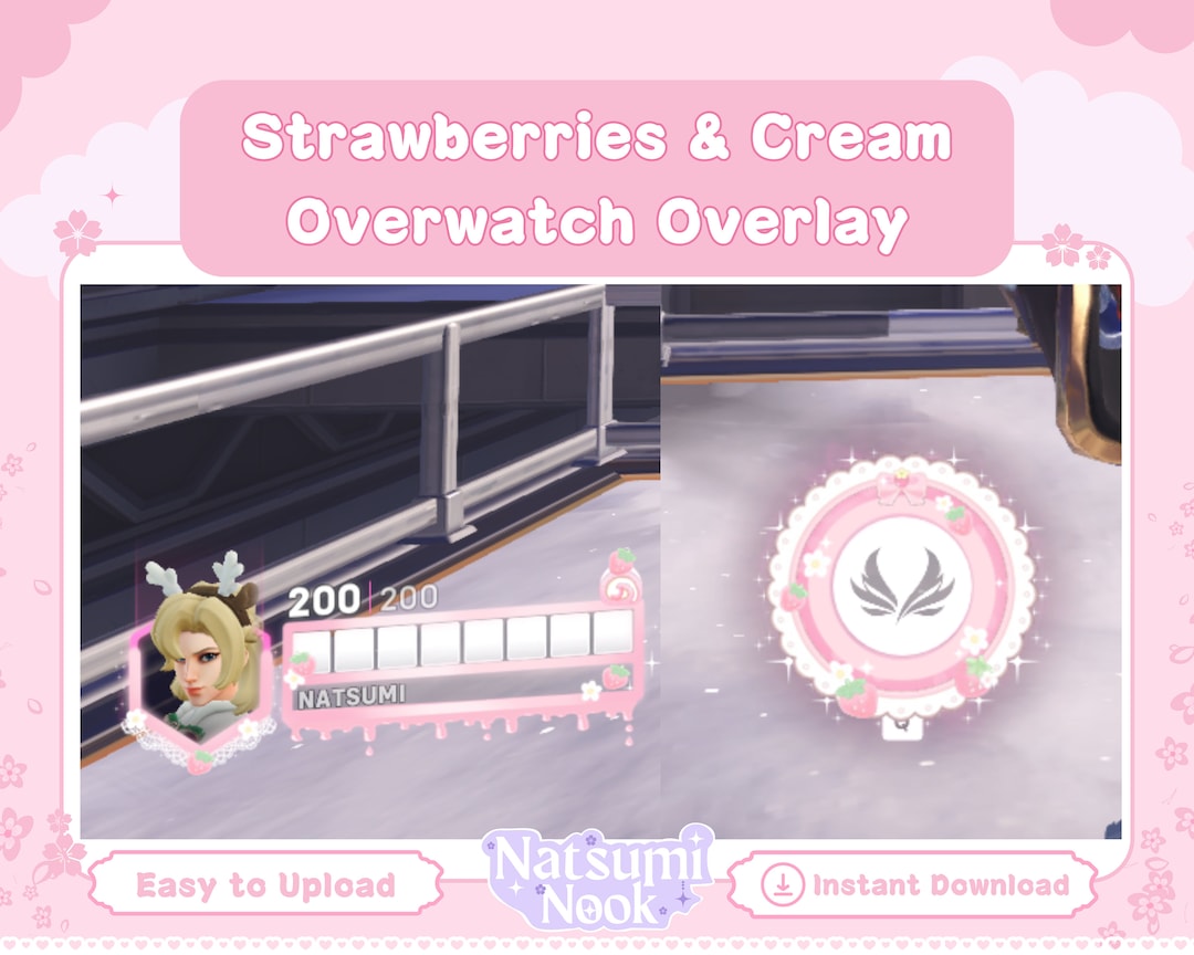 Strawberries & Cream Mercy Overwatch Stream Overlay: Customizable HUD ...