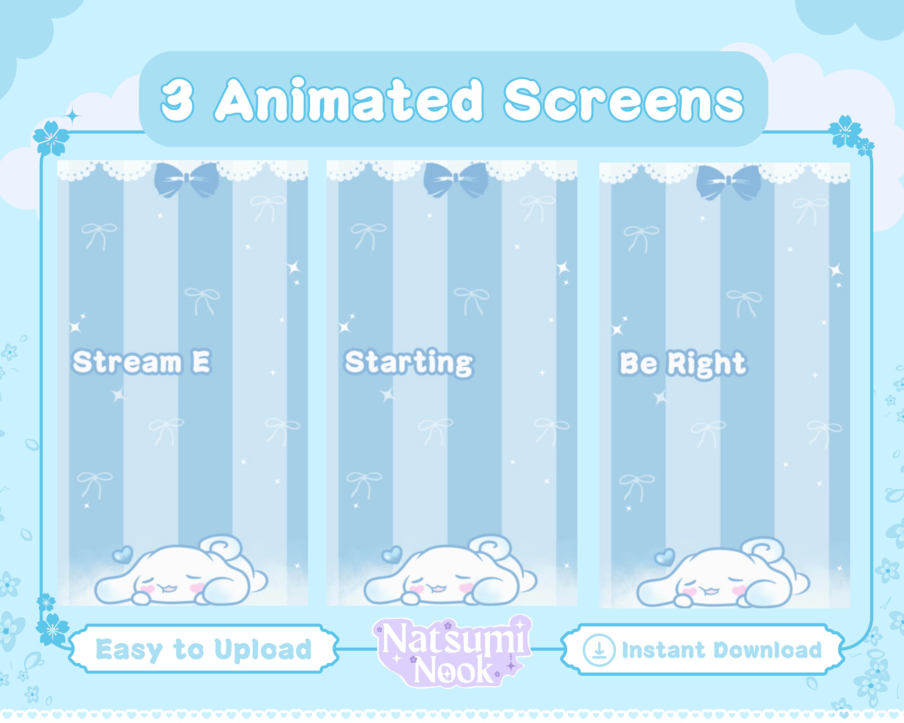 Cinnamon Dreams Tiktok Stream Overlay Package Blue Cute Kawaii ...