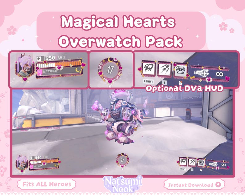 Magical Hearts Overwatch Stream Overlay 5-pack: Customizable HUD ...