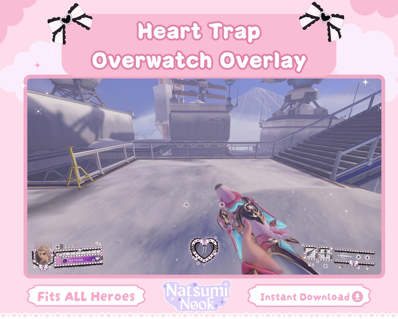 Heart Trap Jirai Kei Overwatch Stream Overlay: Pink Mercy Wings ...