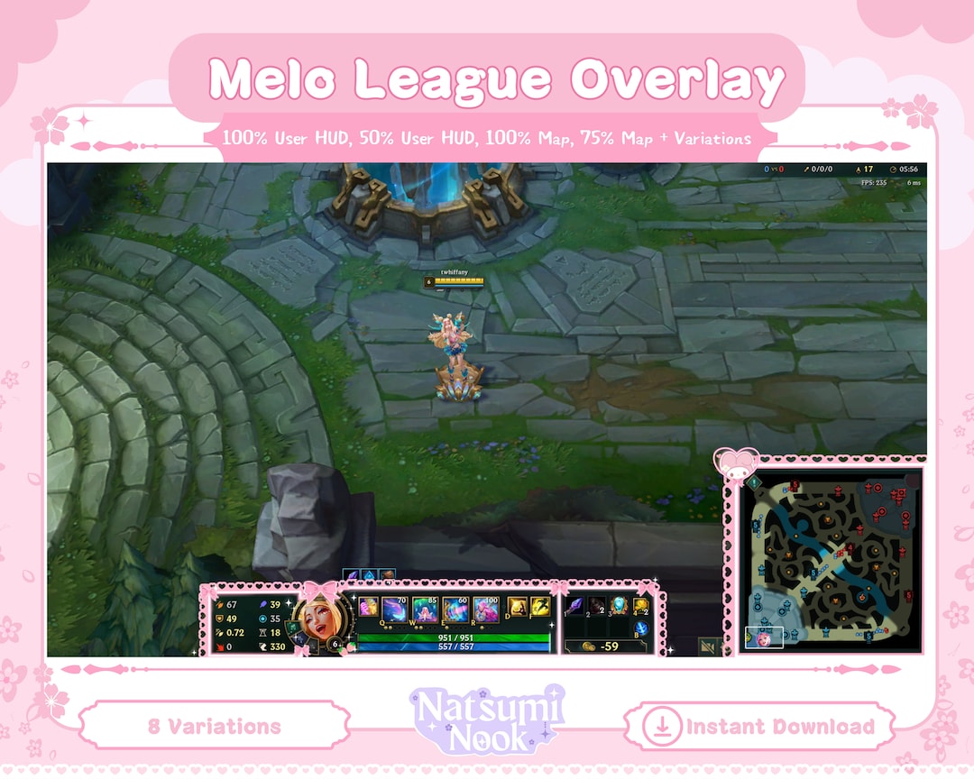 Melo Pink League of Legends Game Overlay for Stream | Melo Bows Overlay ...