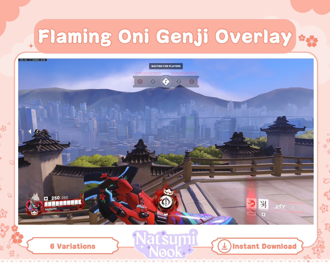 Flaming Oni Genji Overwatch Stream Overlay: Customizable HUD, Twitch ...