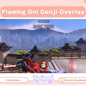 Flaming Oni Red Genji Overwatch Overlay | HUD Customizable Overwatch 2 ...