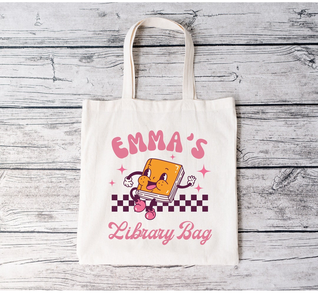 Kids Library Bag, Custom Tote Bag for Kids, Custom Name Gift, Kids Book ...