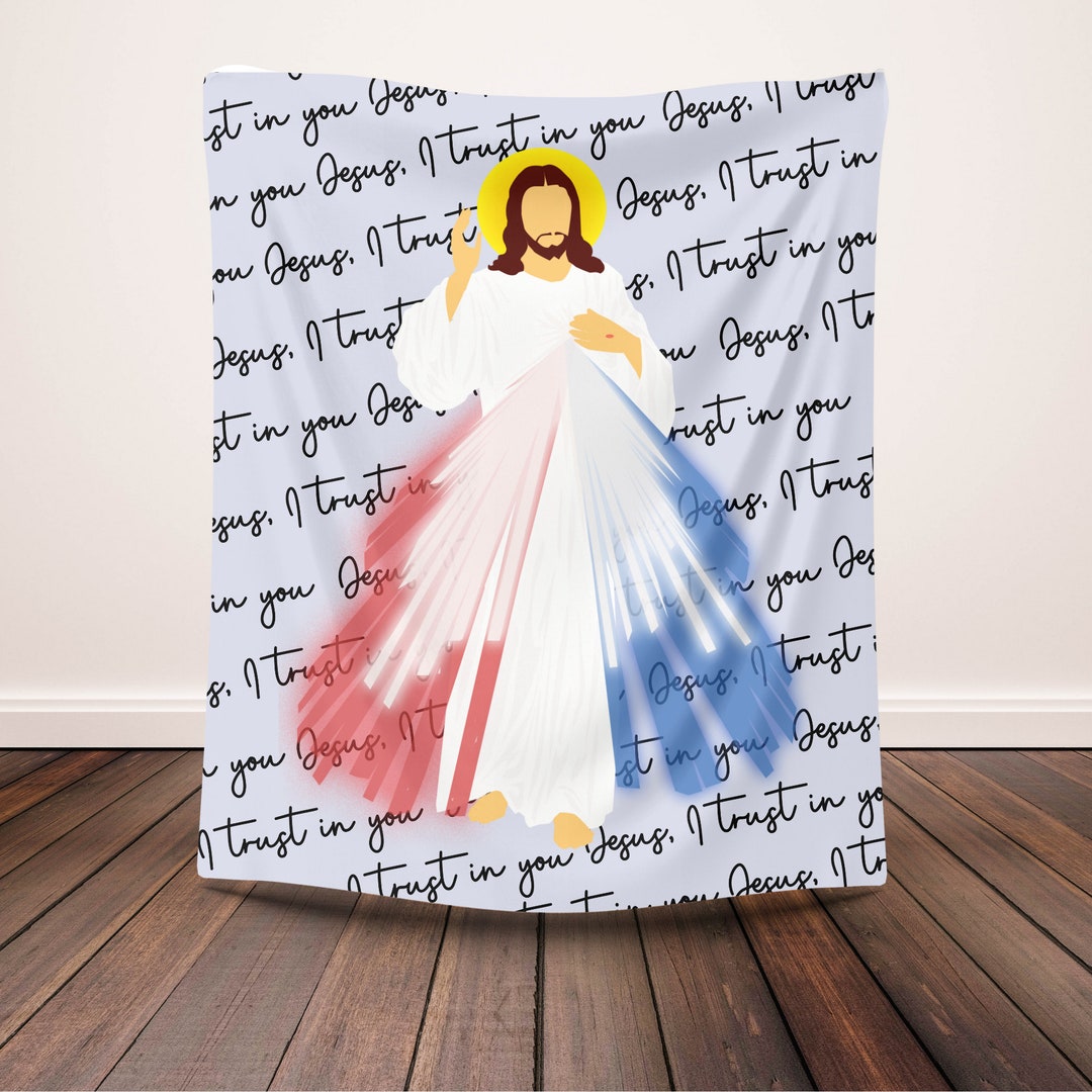 Jesus I Trust in You Catholic Blanket, Catholic Gift, Divine Mercy Gift ...