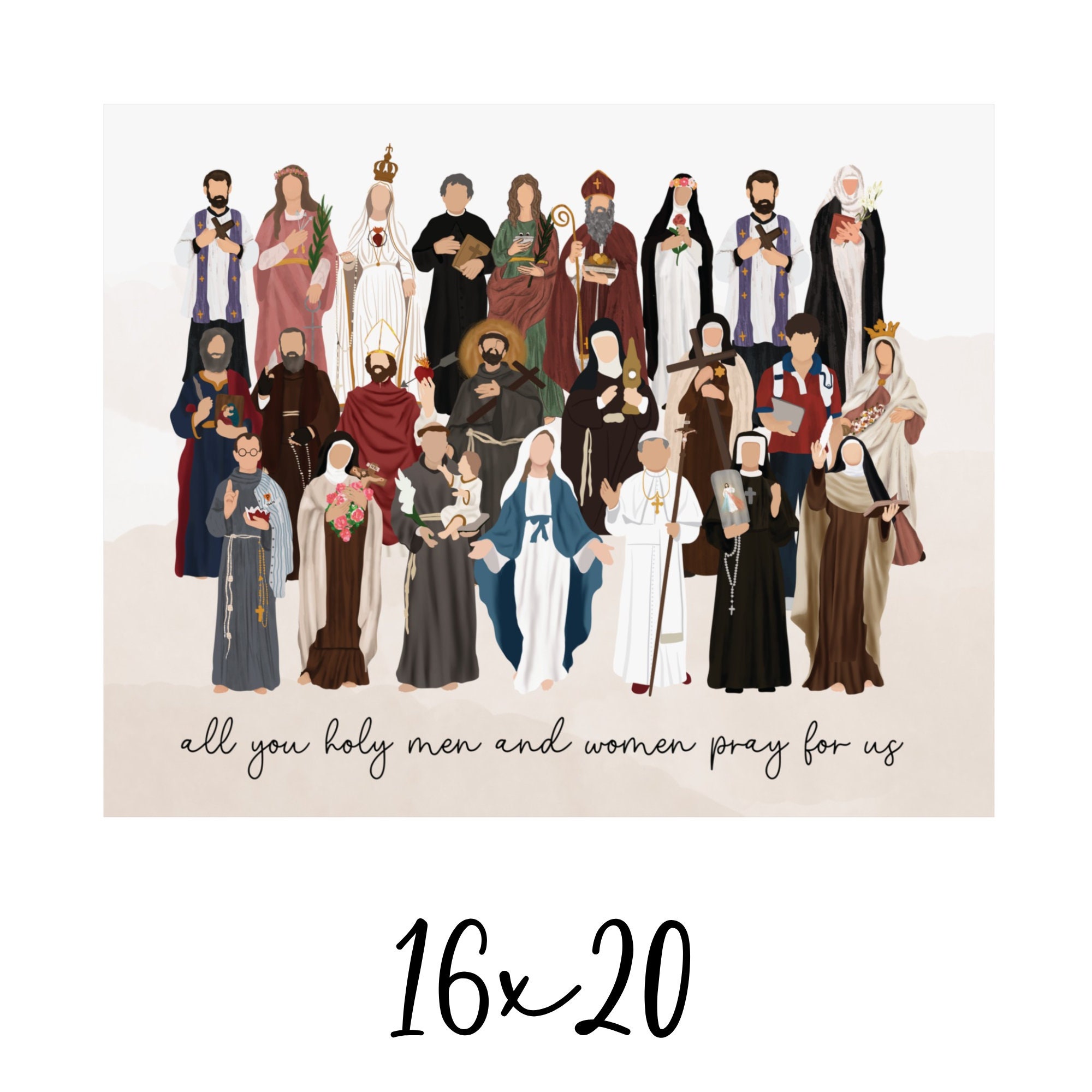 Catholic Saints Poster, Catholic Wall Art, Catholic Decor, Catholic ...
