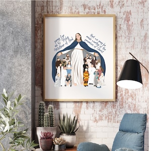 Blessed Mother Poster, Catholic Poster, Marian Decor, Catholic Wall Art ...