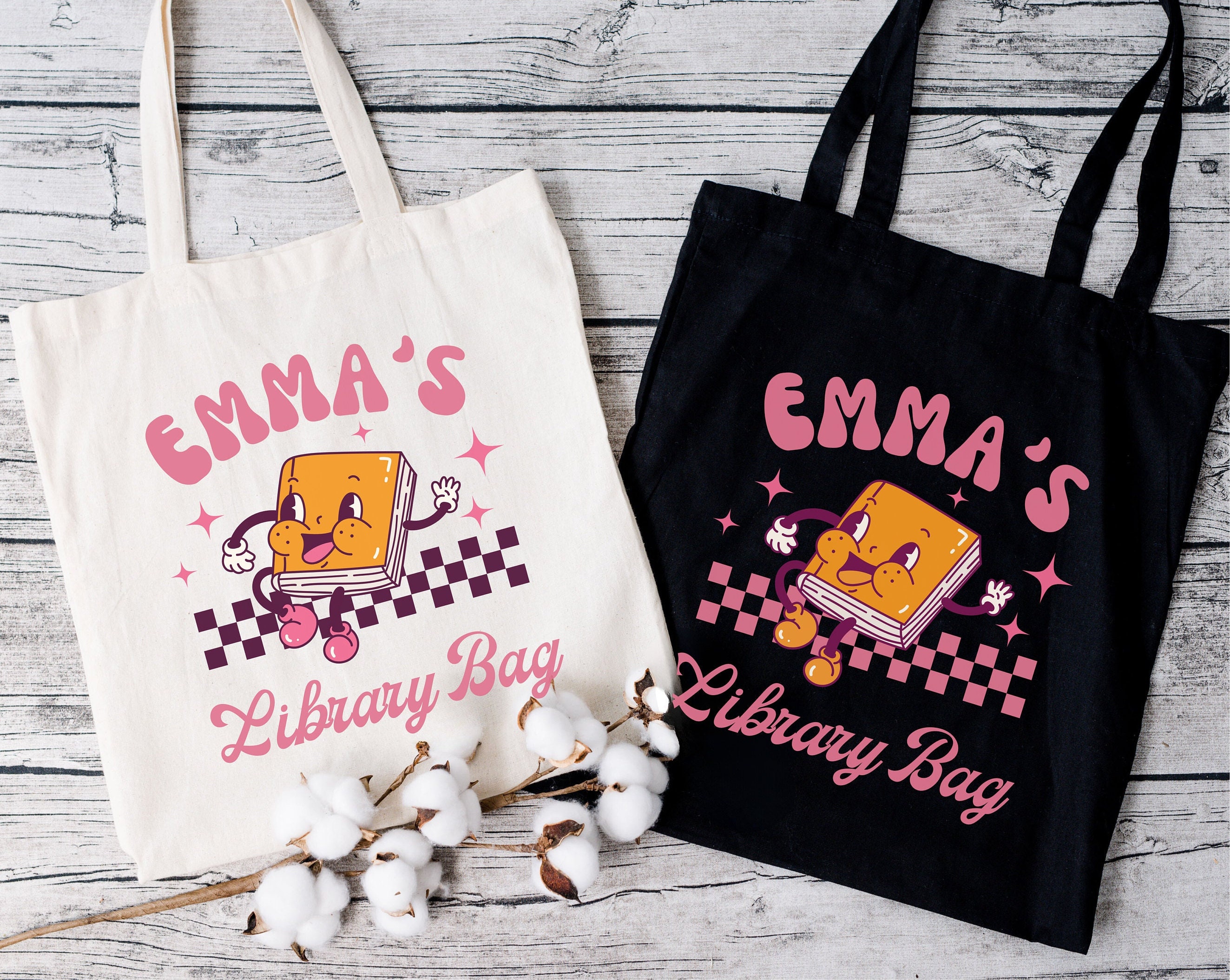 Kids Library Bag, Custom Tote Bag for Kids, Custom Name Gift, Kids Book ...