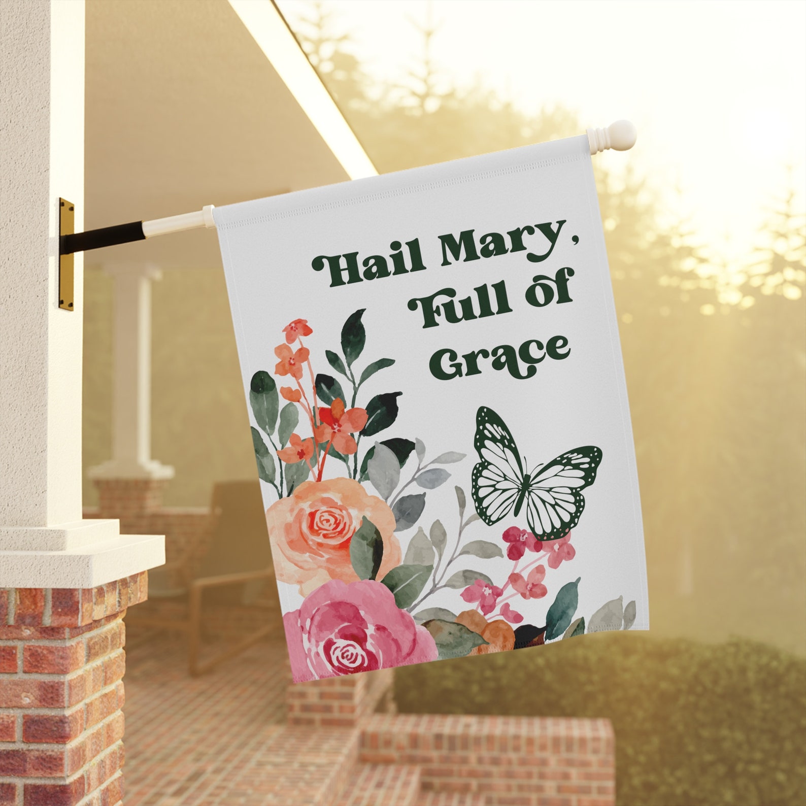 Hail Mary Garden Flag, Catholic Flag, Catholic Home Decor, Mary Flag ...