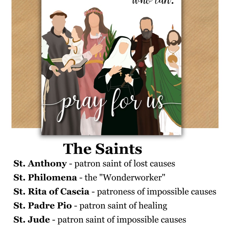 Catholic Printable Saint Card, Patron Saints of Healing, Prayer for Illness, Prayer for Cancer ...