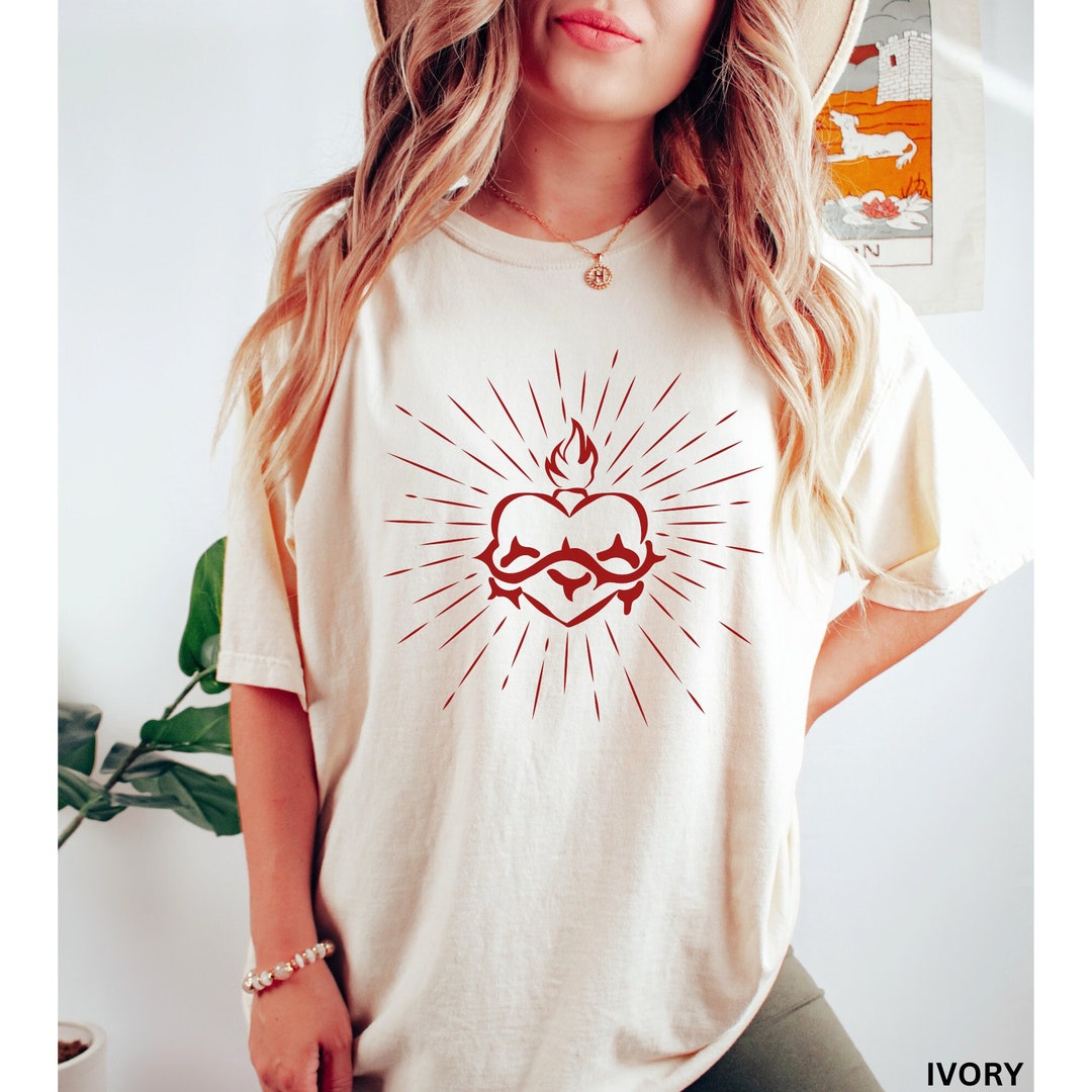 Sacred Heart of Jesus Shirt, Catholic Shirt, Catholic Gift, Comfort ...