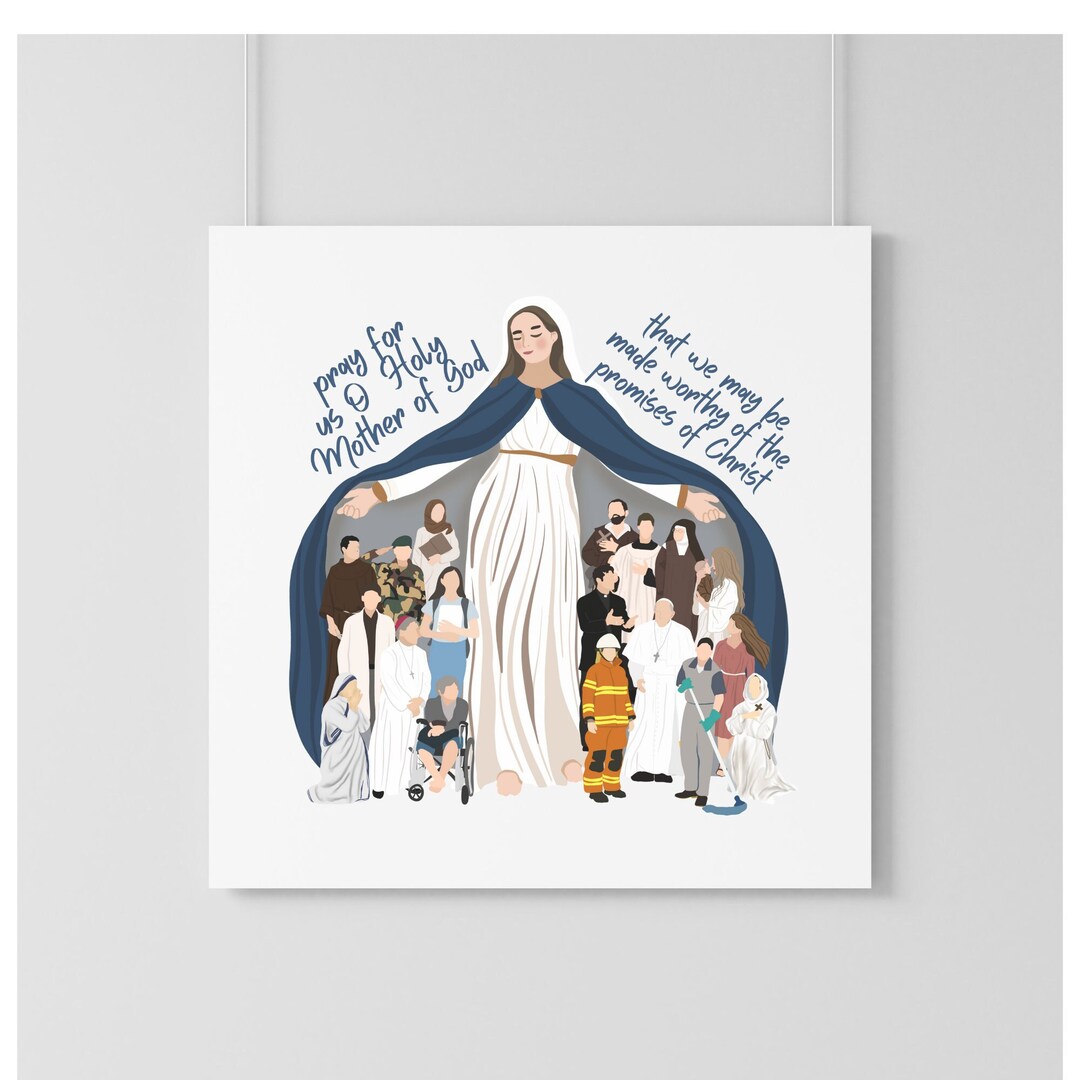 Blessed Mother Poster, Catholic Poster, Marian Decor, Catholic Wall Art ...