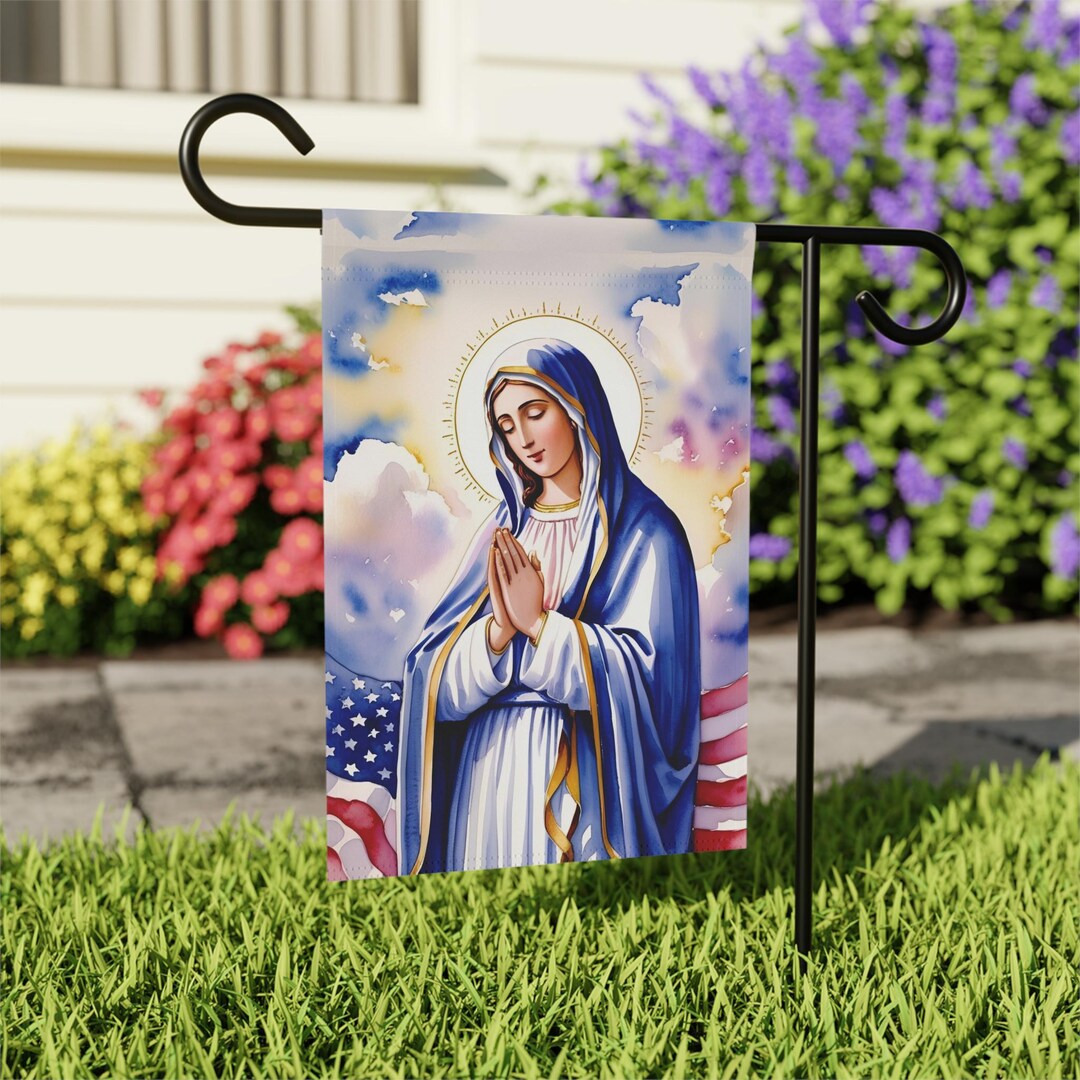 Blessed Mother Pray for America Flag, Catholic Fourth of July Flag ...