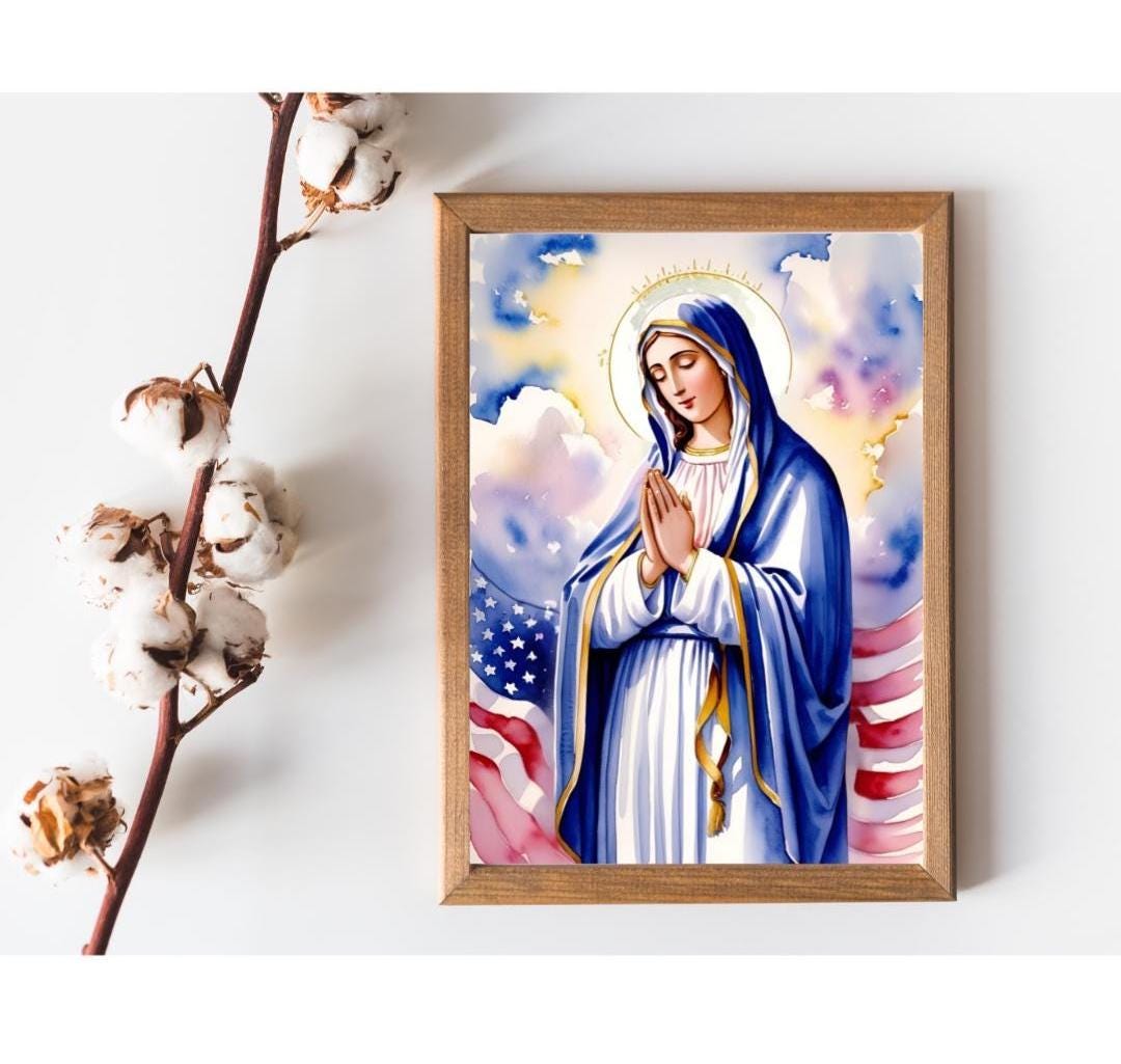 Blessed Mother America PRINTABLE, Pray for America Poster, Mary Wall ...
