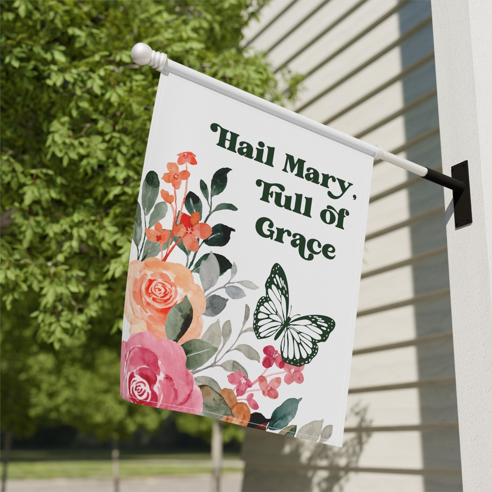 Hail Mary Garden Flag, Catholic Flag, Catholic Home Decor, Mary Flag ...