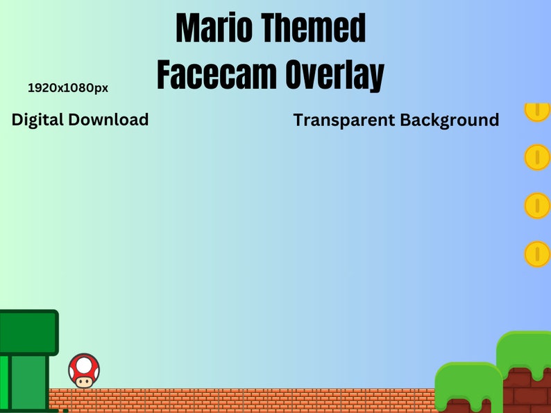 Facecam Overlay for Streamer, Twitch, Mario Themed, Gaming, Comic - Etsy