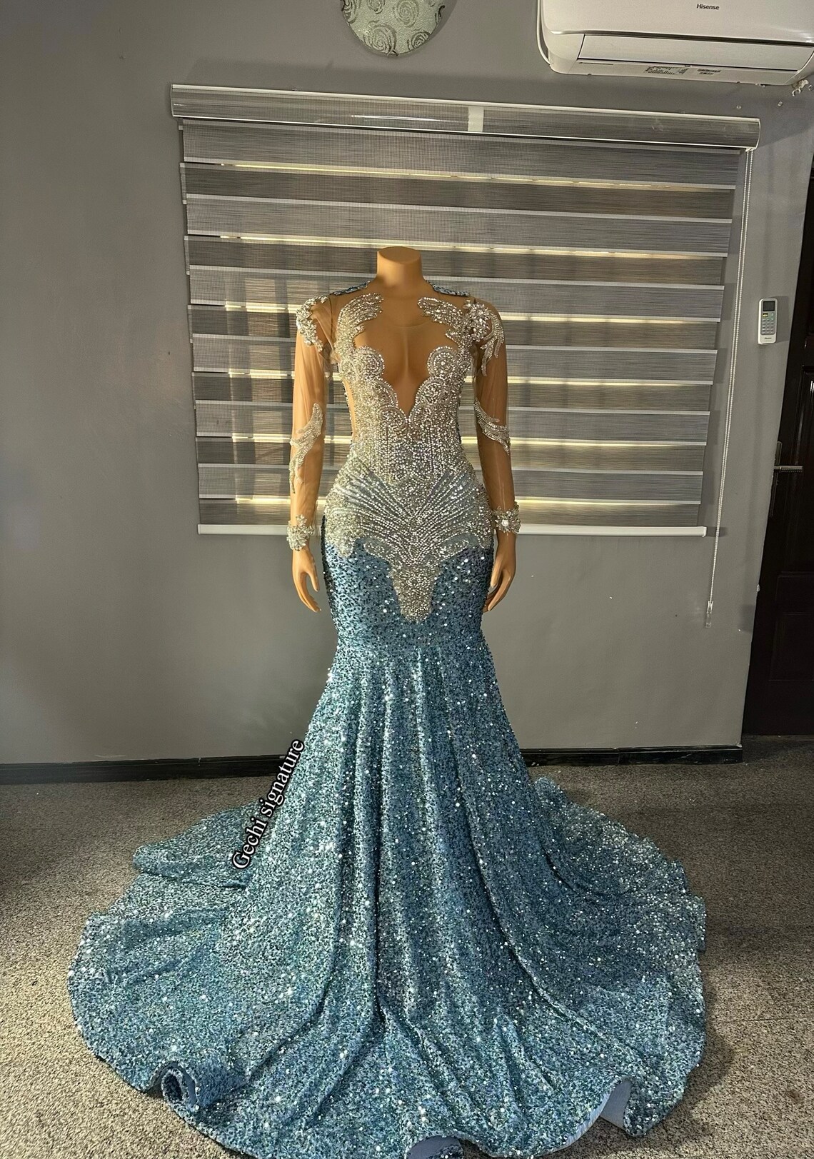 Prom Wedding Dress With Sleeves, Diamond Rhinestone Prom Dress ...