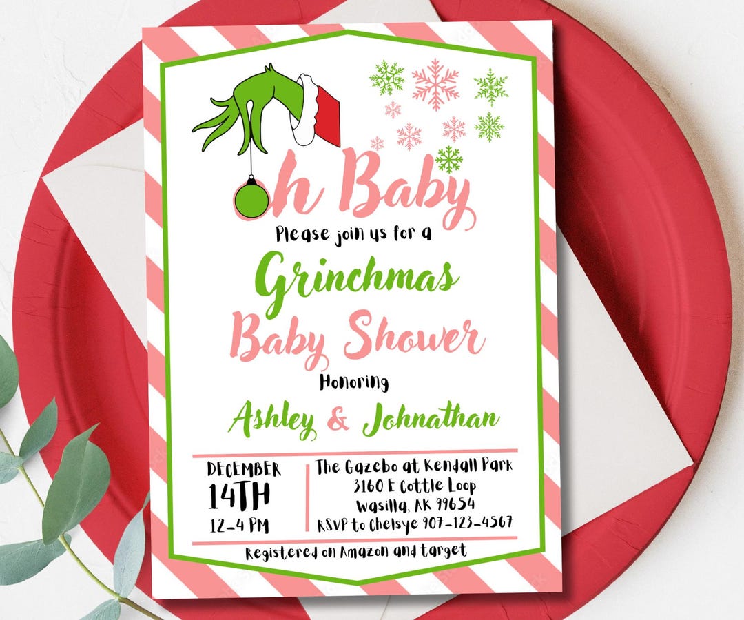 Grinch Baby Shower Invitation, Whoville Baby Shower, Digital Grinch ...
