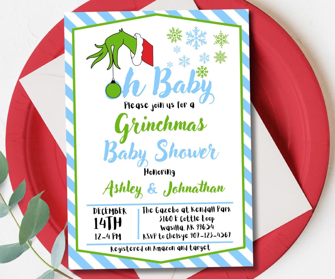 Grinch Baby Shower Invitation, Whoville Baby Shower, Digital Grinch ...