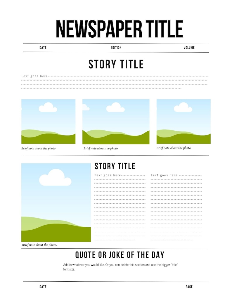 Family Newspaper Canva Template, Canva Newspaper Template, Homeschool ...