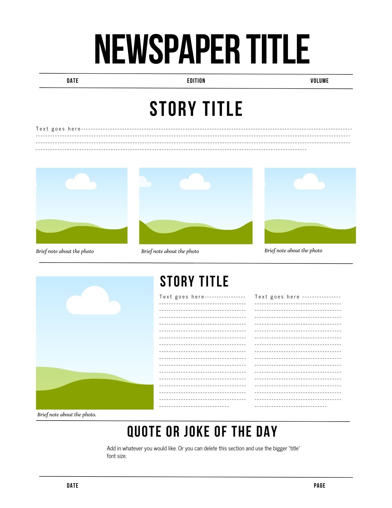 Family Newspaper Canva Template, Canva Newspaper Template, Homeschool ...