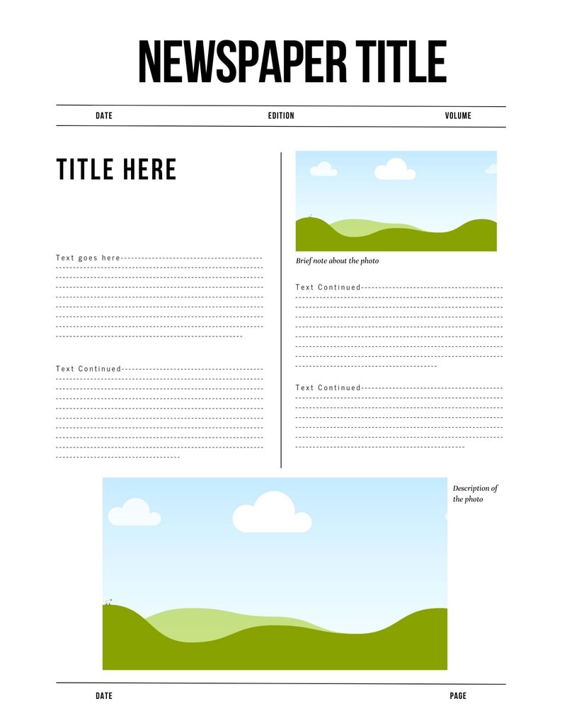 Family Newspaper Canva Template, Canva Newspaper Template, Homeschool ...