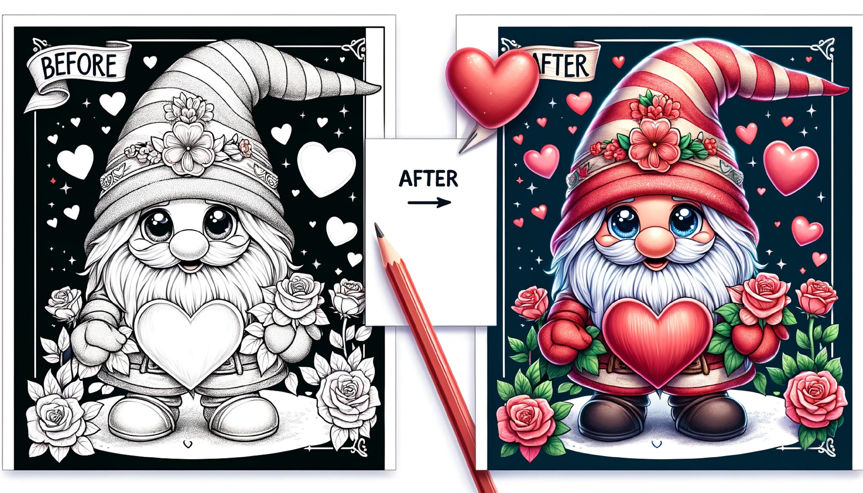 Whimsical Gnomes in Love: 50 Valentine-themed Coloring Pages - HD ...