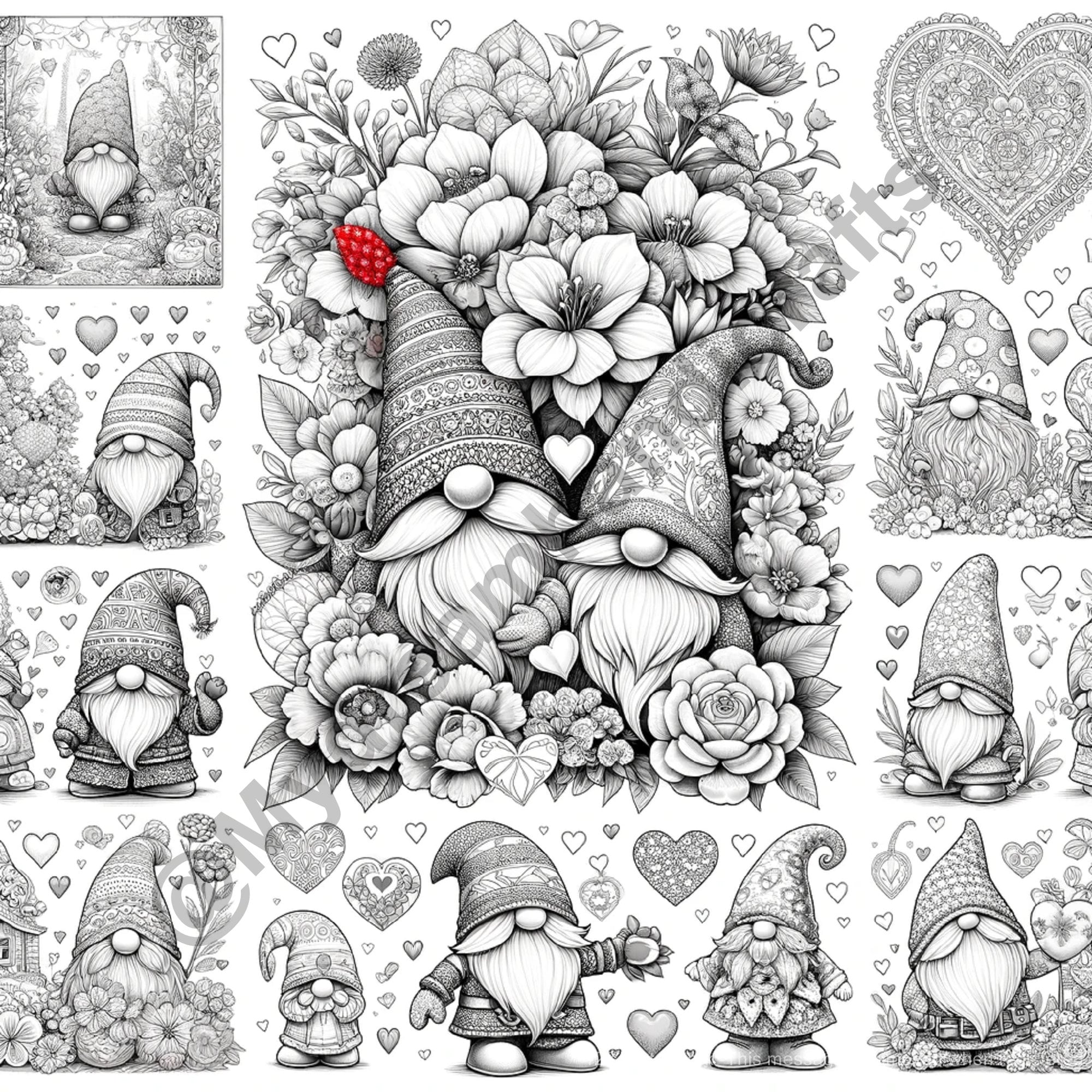 Whimsical Gnomes in Love: 50 Valentine-themed Coloring Pages - HD ...