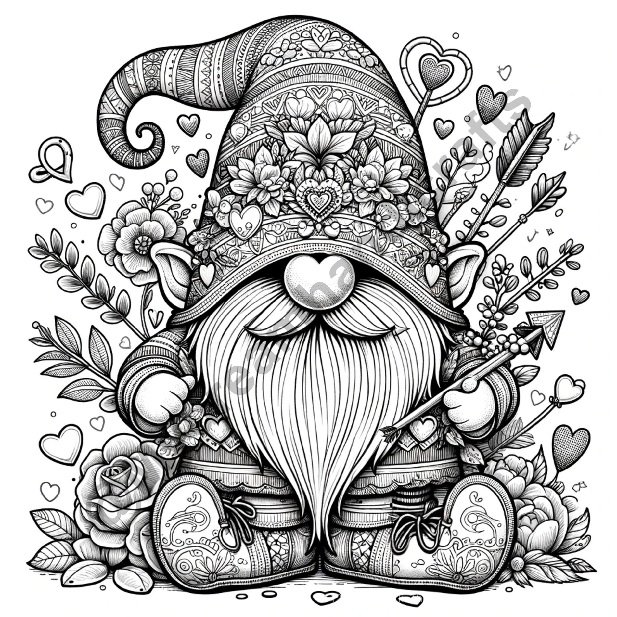 Whimsical Gnomes in Love: 50 Valentine-themed Coloring Pages HD, Tablet ...