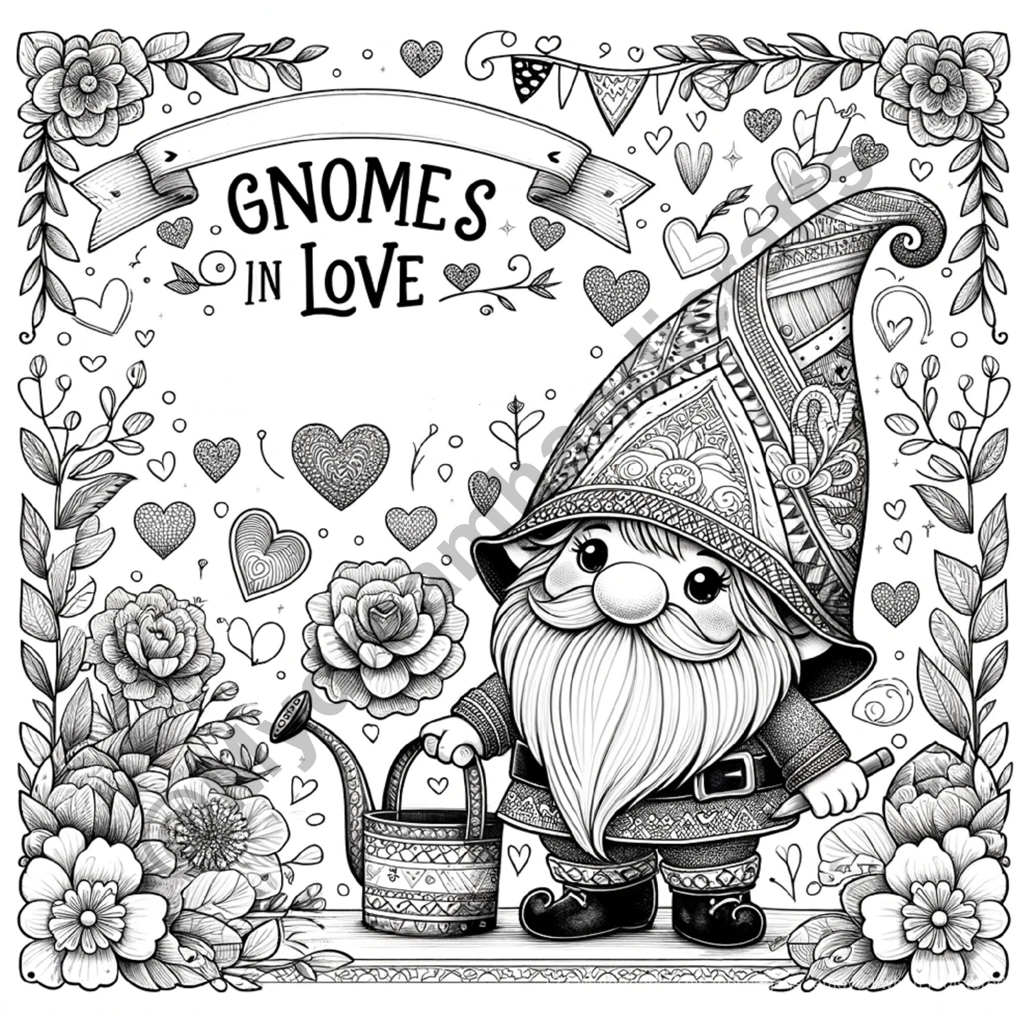 Whimsical Gnomes in Love: 50 Valentine-themed Coloring Pages HD, Tablet ...