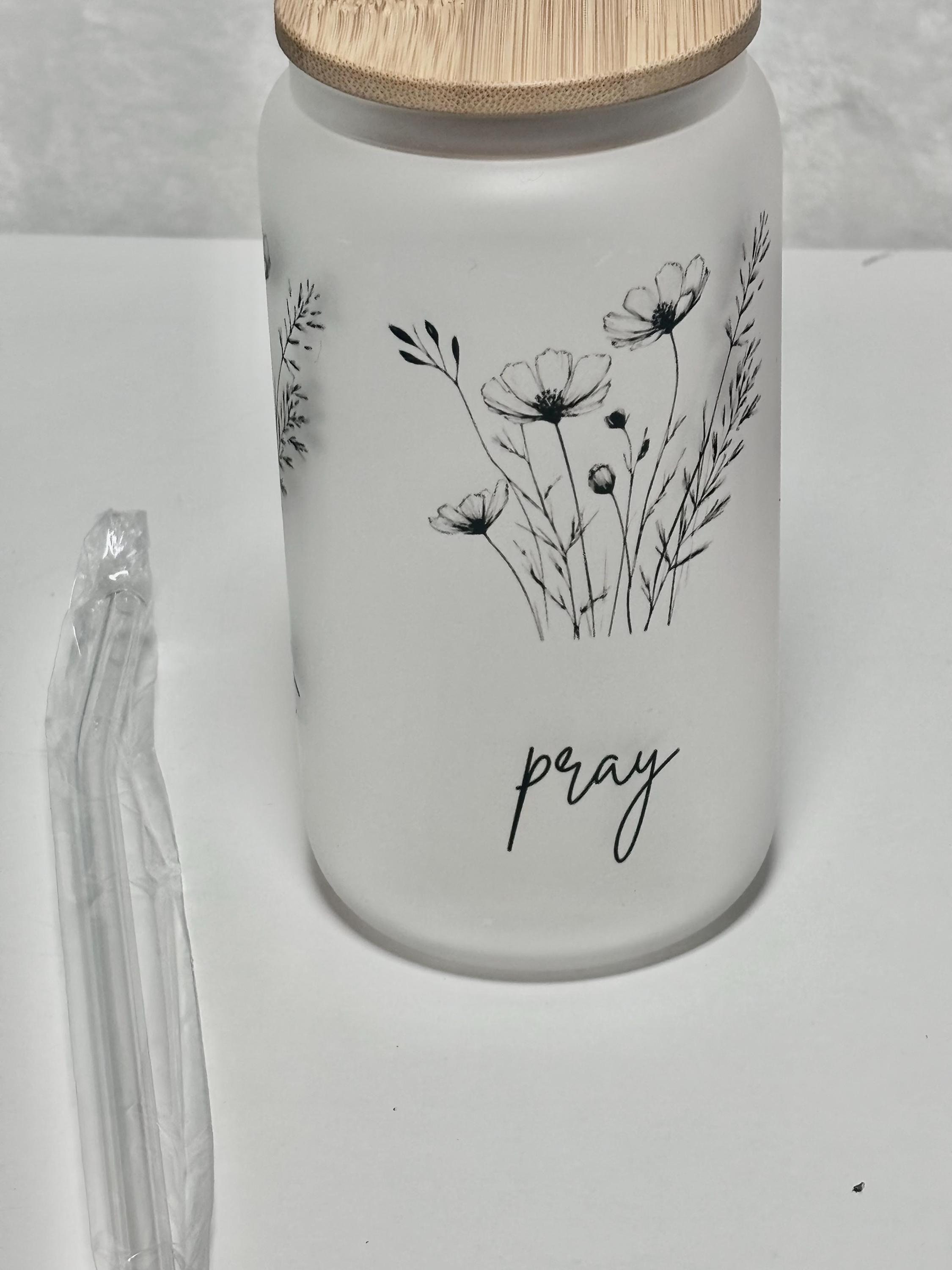 Christian Affirmation Iced Coffee Cup, Faith, Pray, Love, Glass Tumbler ...