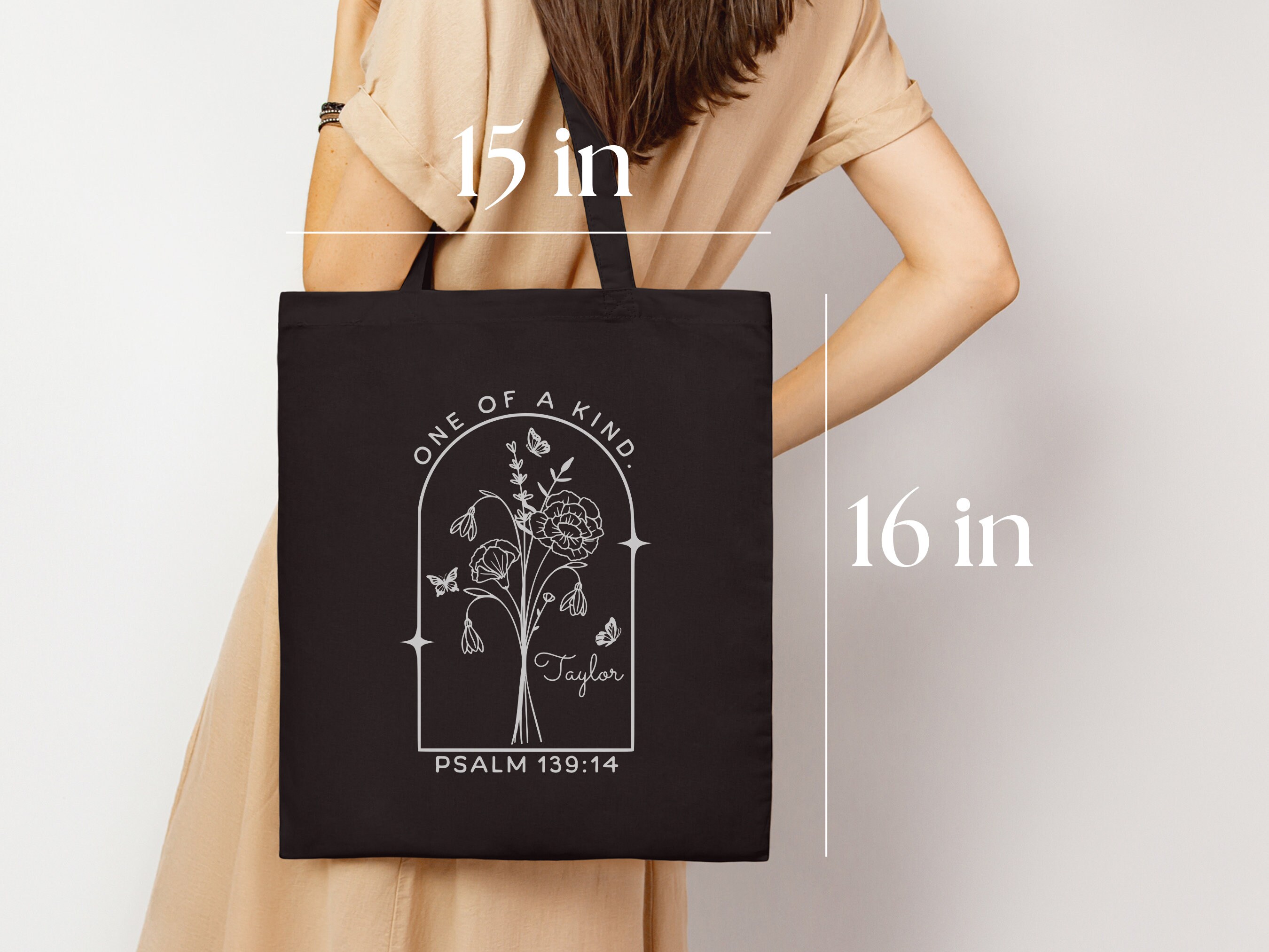 Birth Month Flower Christian Bible Verse Canvas Tote Bag,church Bible ...