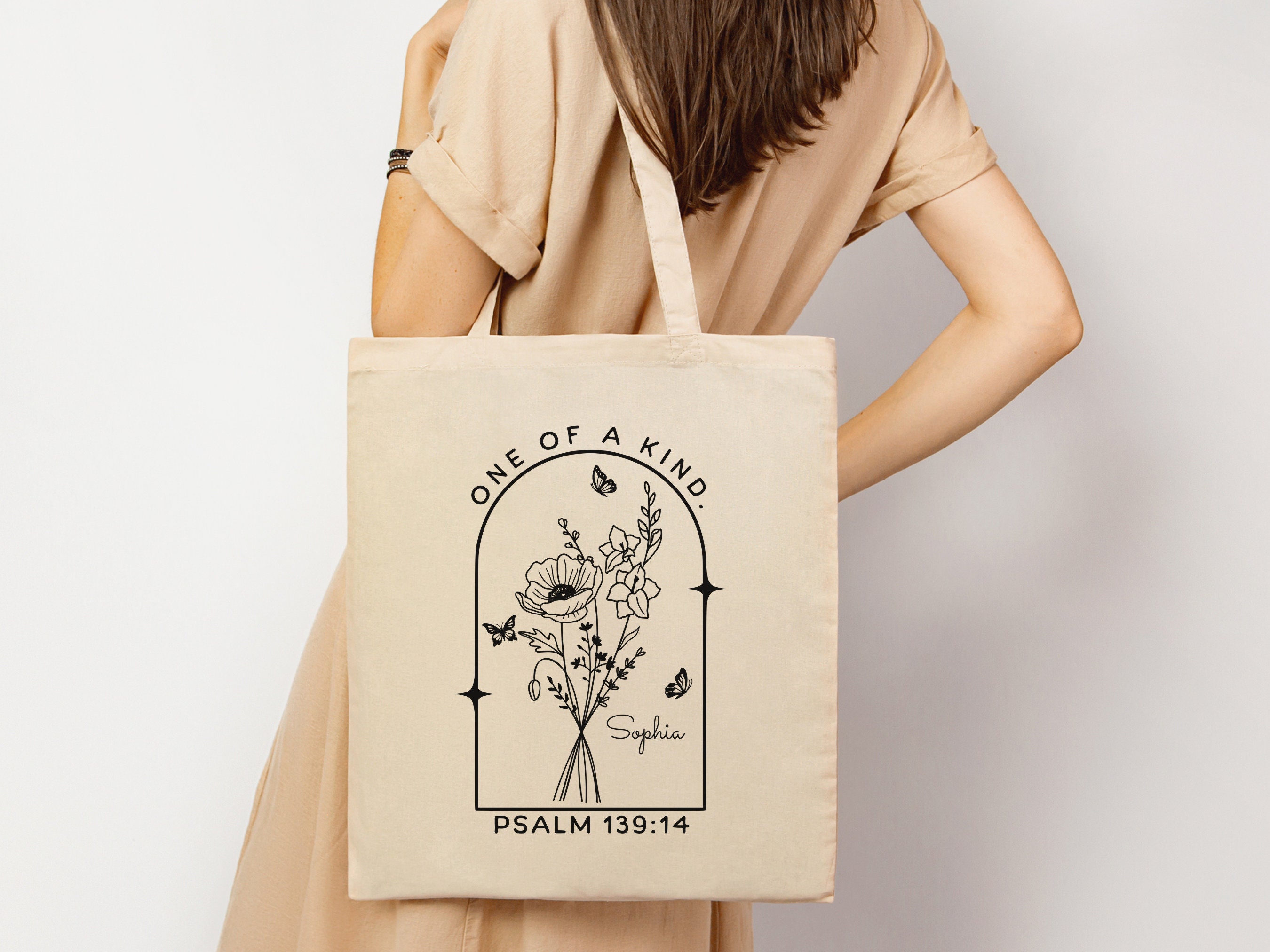 Birth Month Flower Christian Bible Verse Canvas Tote Bag,church Bible ...