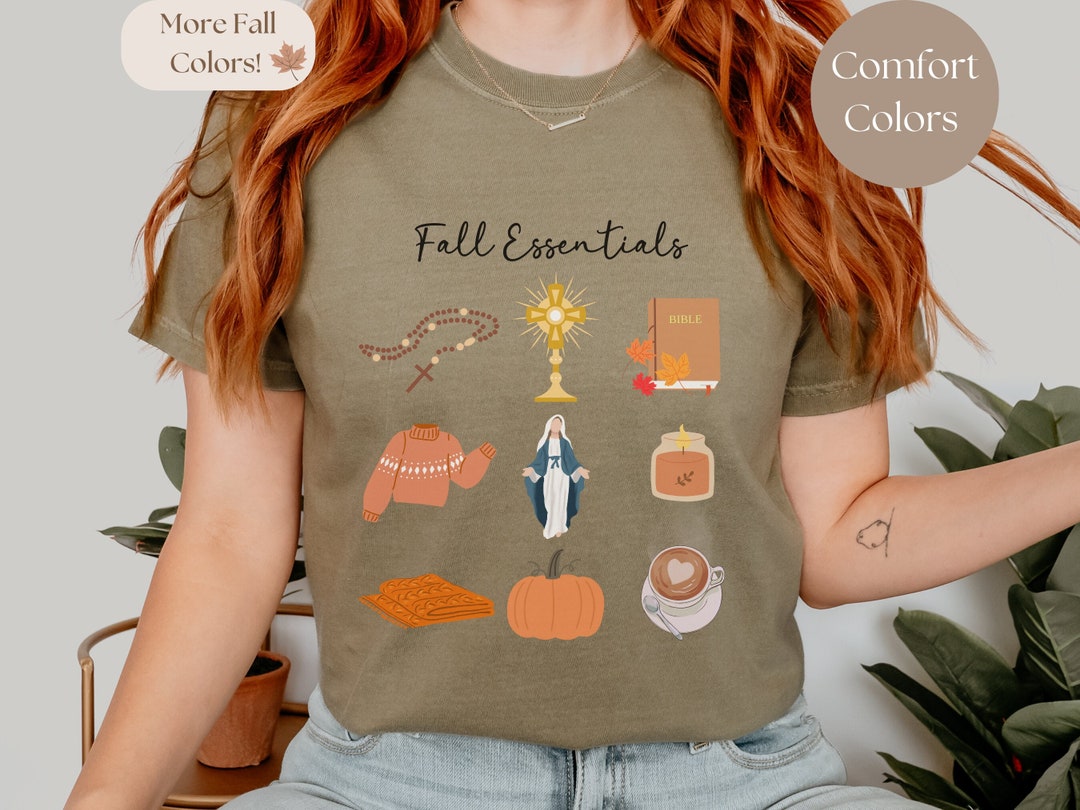 Womens Catholic Fall Comfort Color Shirt,trendy Oversized Catholic ...