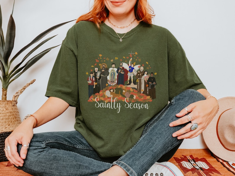 Saintly Catholic All Saints Day Comfort Color Shirt,womens Catholic ...