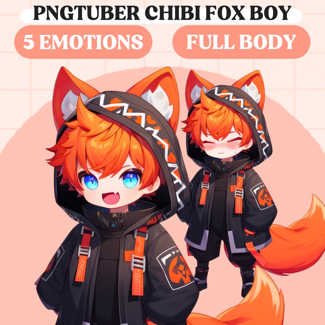 Pngtuber Model | Fox Chibi Animal Pngtuber Premade Model | Chibi PNG ...
