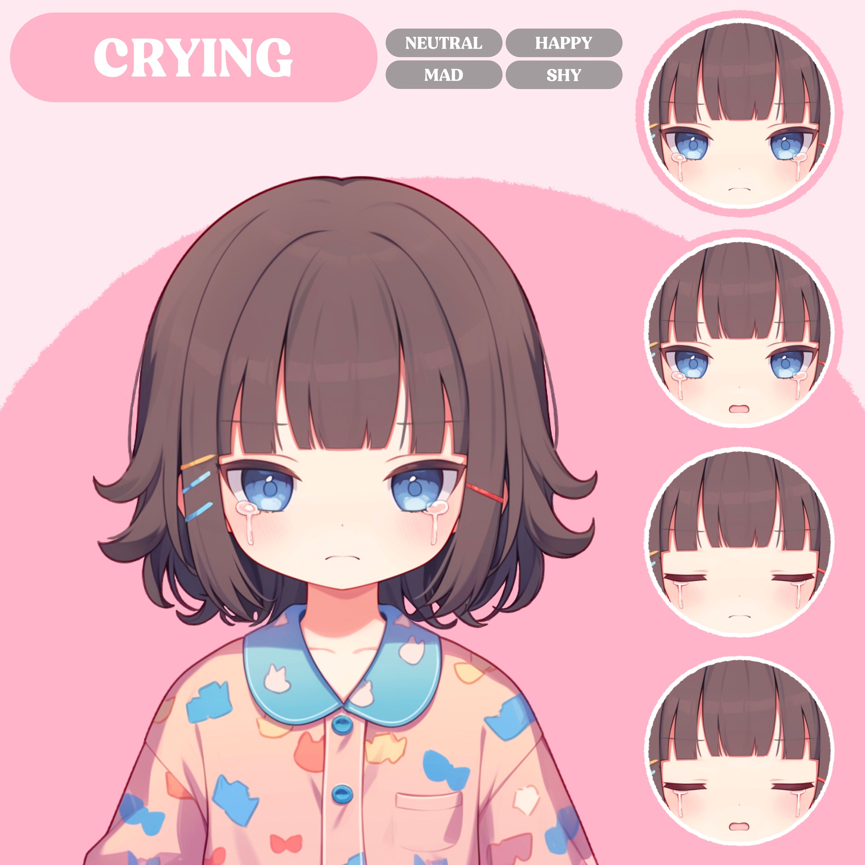 Pngtuber Model Chibi Sleepy Girl Pngtuber Premade Model Chibi PNG Tuber ...