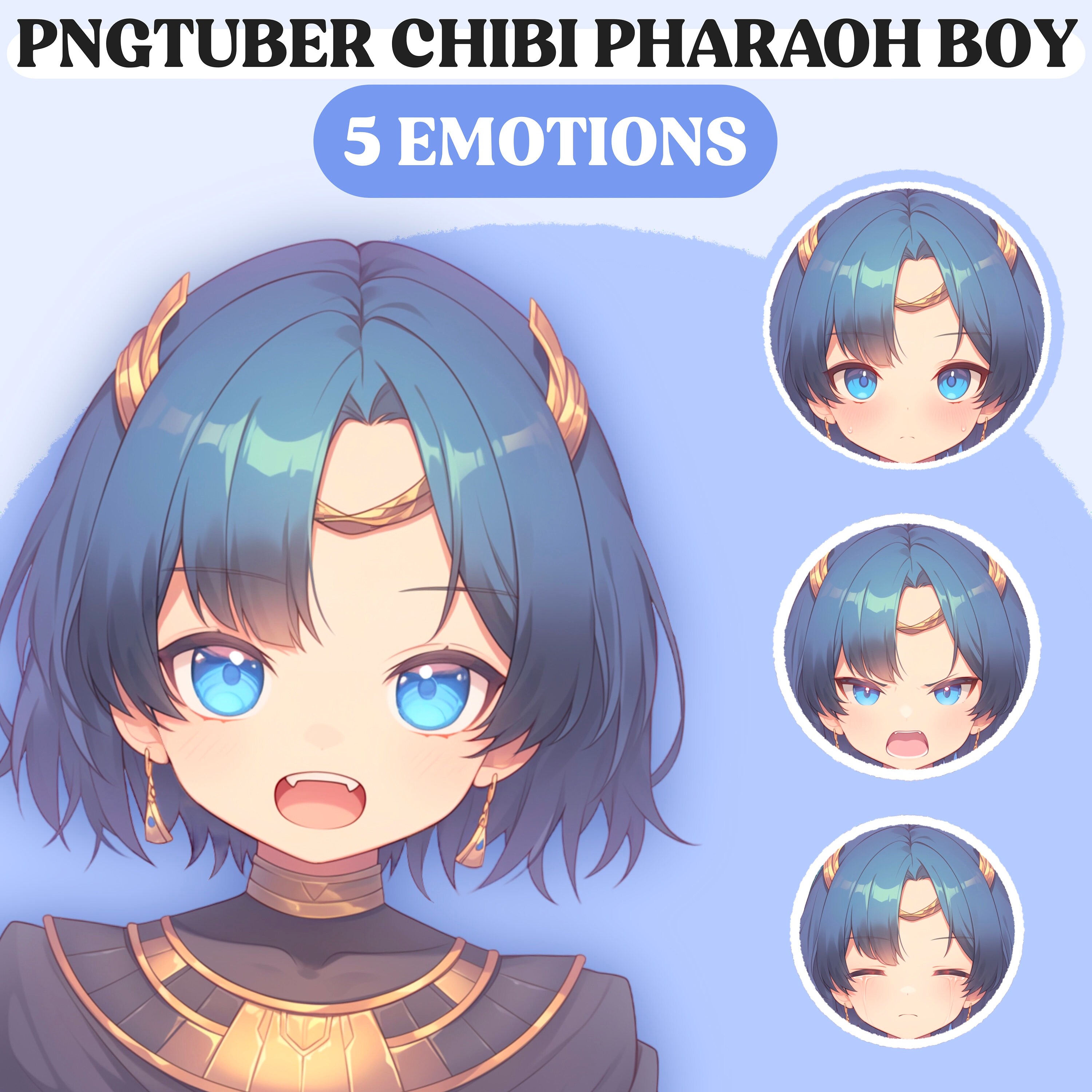 Pngtuber Model | Chibi Pharaoh Boy Pngtuber Premade Model | Chibi PNG ...