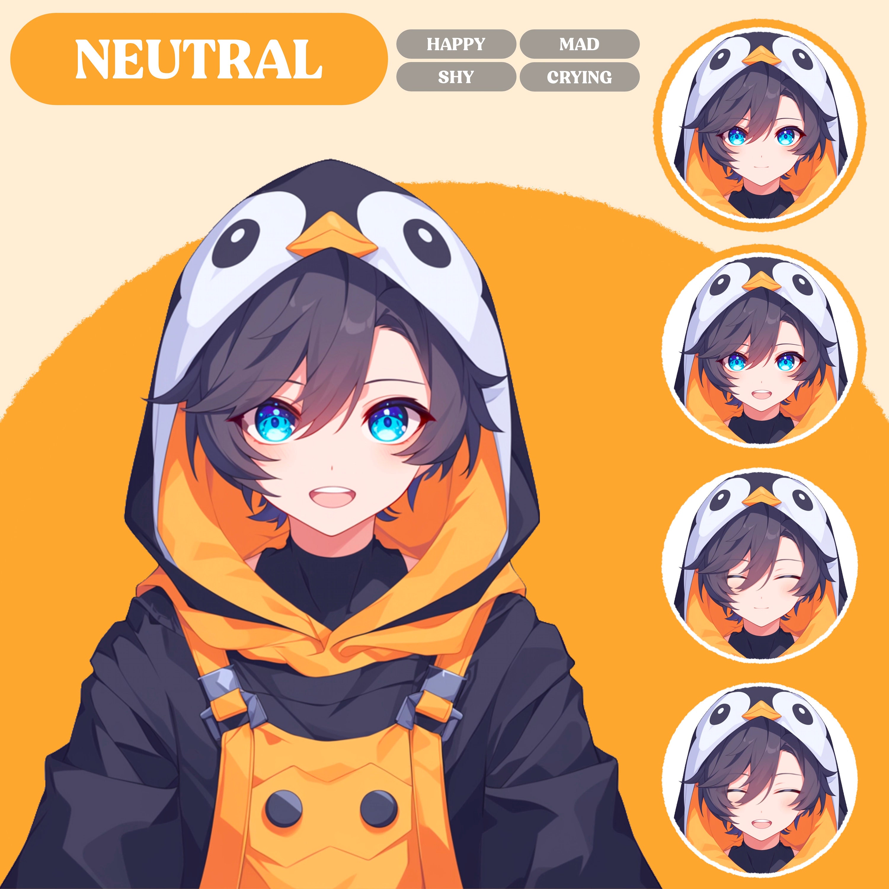 Pngtuber Model | Penguin Boy Pngtuber Premade Model | Anime PNG Tuber ...