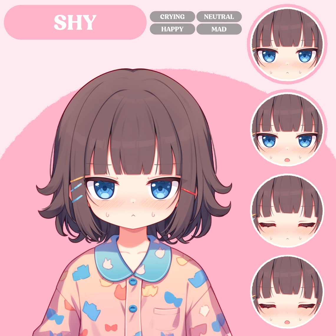 Pngtuber Model Chibi Sleepy Girl Pngtuber Premade Model Chibi PNG Tuber ...