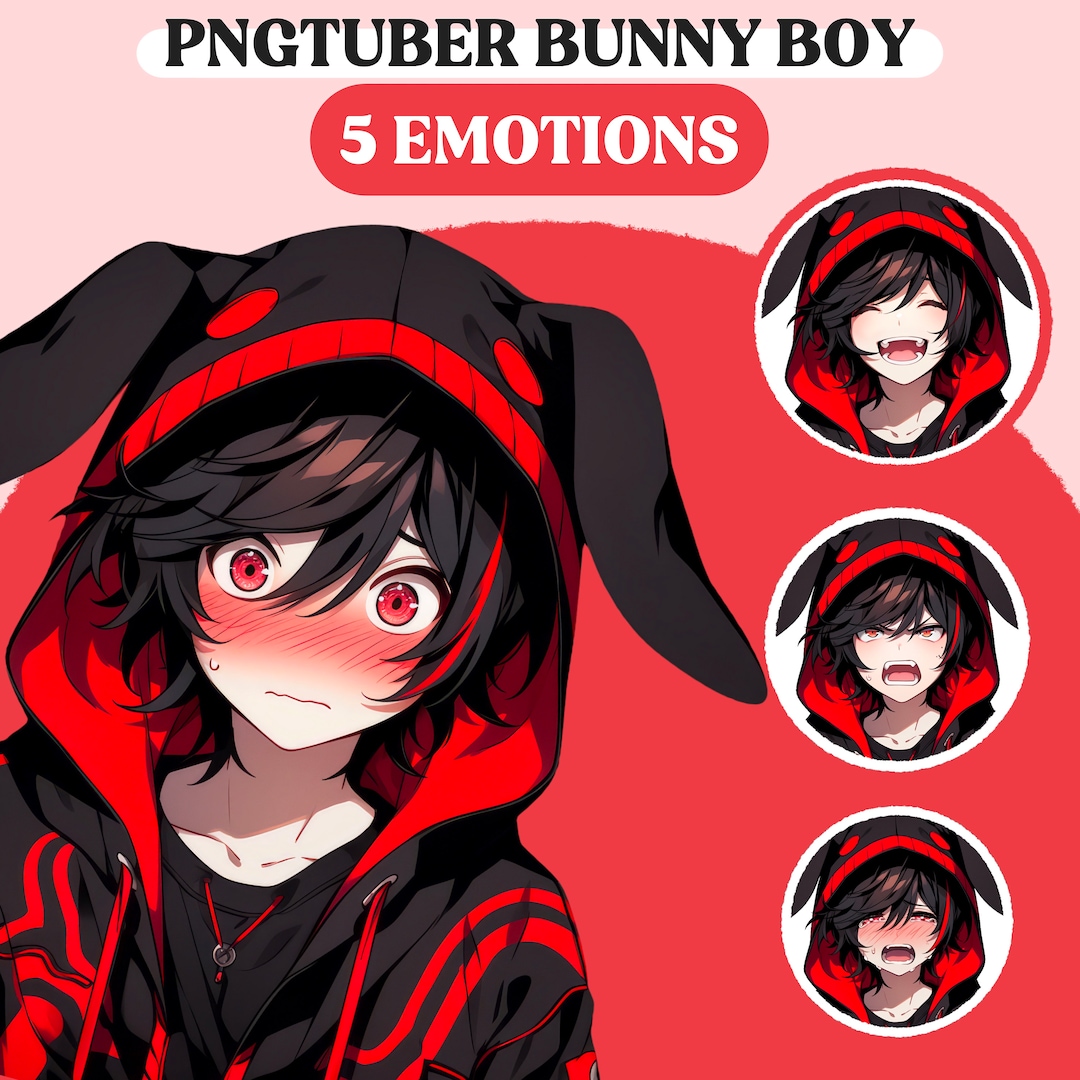 Pngtuber Model | Bunny Boy Pngtuber Premade Model | Anime PNG Tuber ...