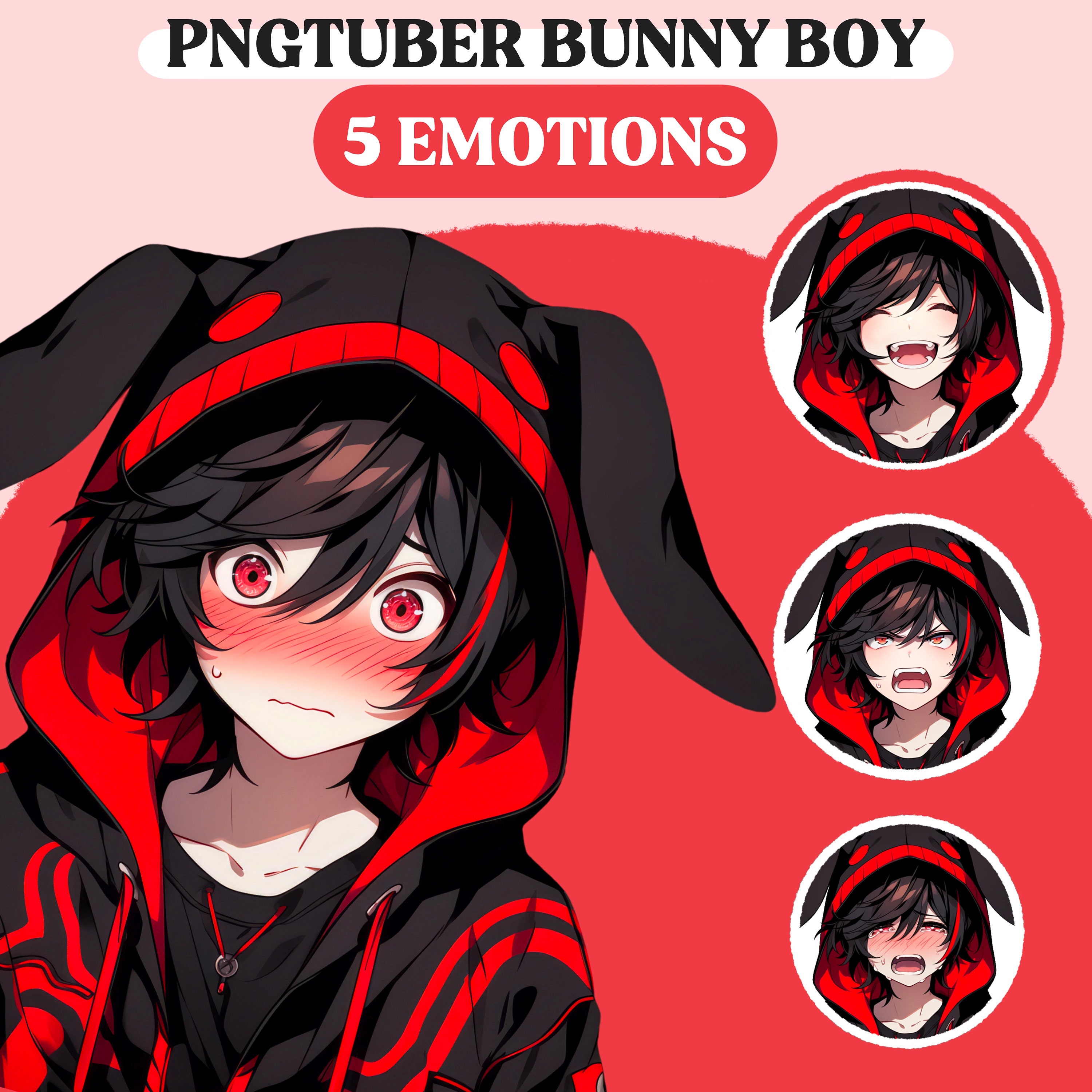 Pngtuber Model | Bunny Boy Pngtuber Premade Model | Anime PNG Tuber ...