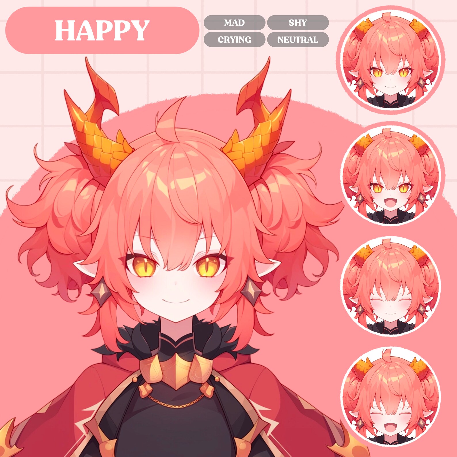 Cute Pngtuber Model | Dragon Girl Pngtuber Premade Model | Veadotube ...