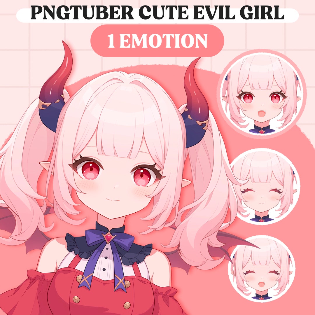 Cute Pngtuber Model | Cute Evil Girl Pngtuber Premade Model | Veadotube ...