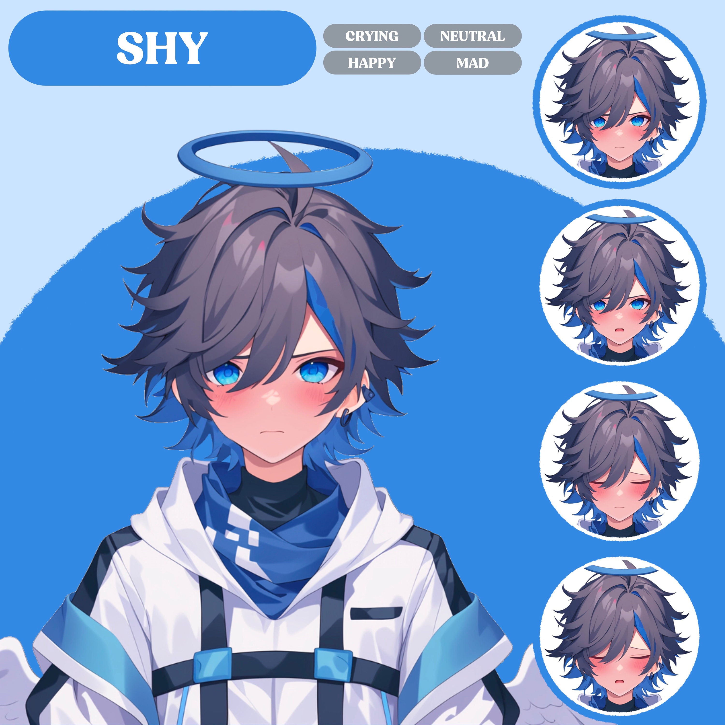 Pngtuber Model Chibi Angel Boy Pngtuber Premade Model Chibi PNG Tuber ...