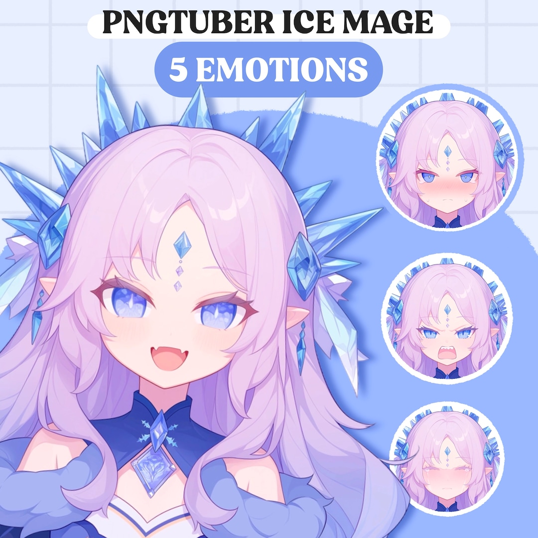 Cute Pngtuber Model | Ice Mage Girl Pngtuber Premade Model | Veadotube ...