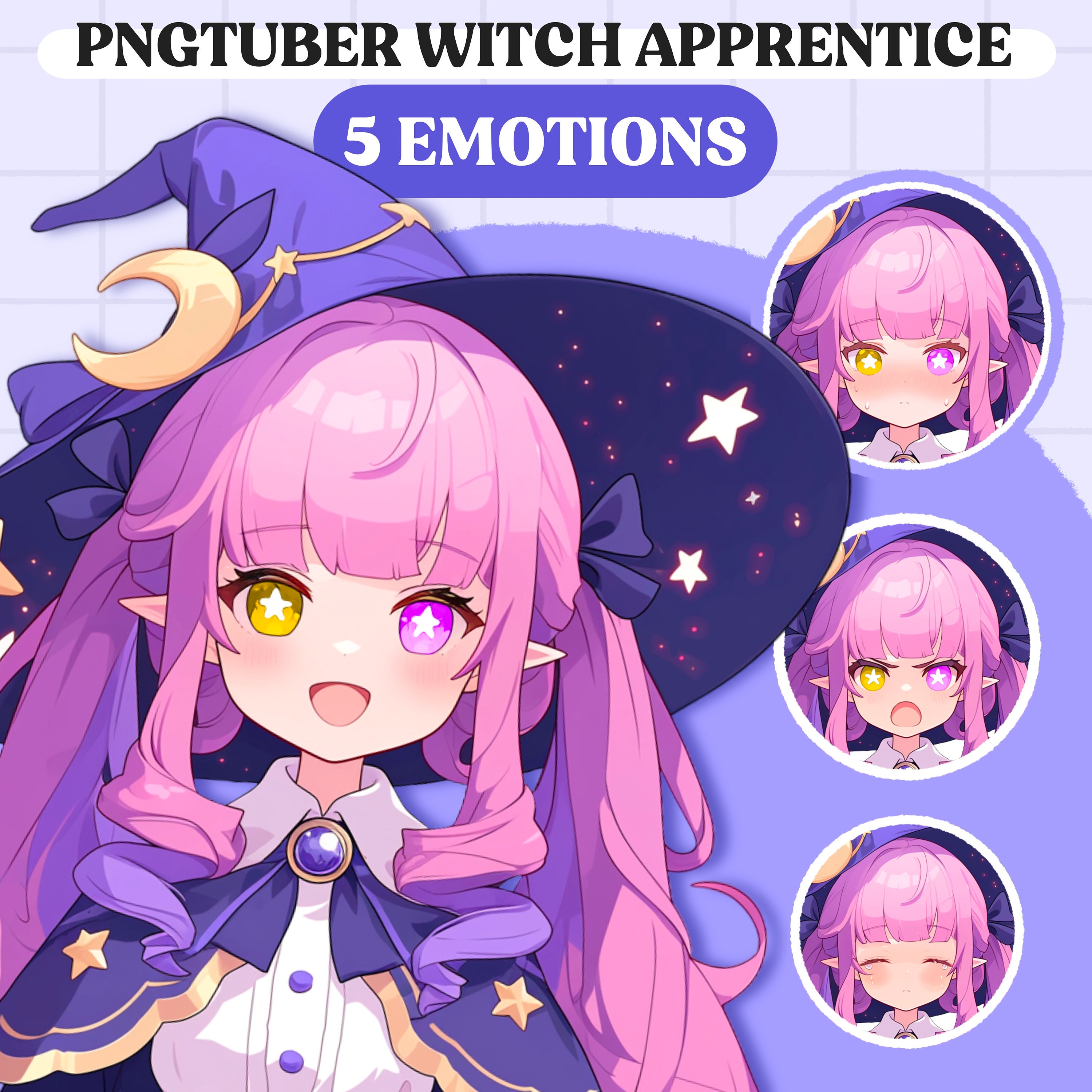 Cute Pngtuber Model Witch Girl Pngtuber Premade Model Veadotube Model ...
