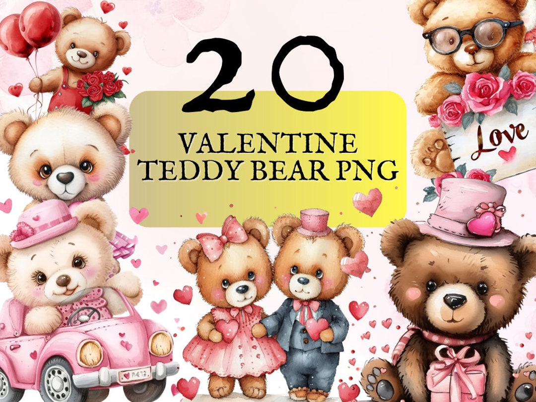 Watercolor Valentine's Day Clipart Teddy Bear, Watercolor Love Clipart ...