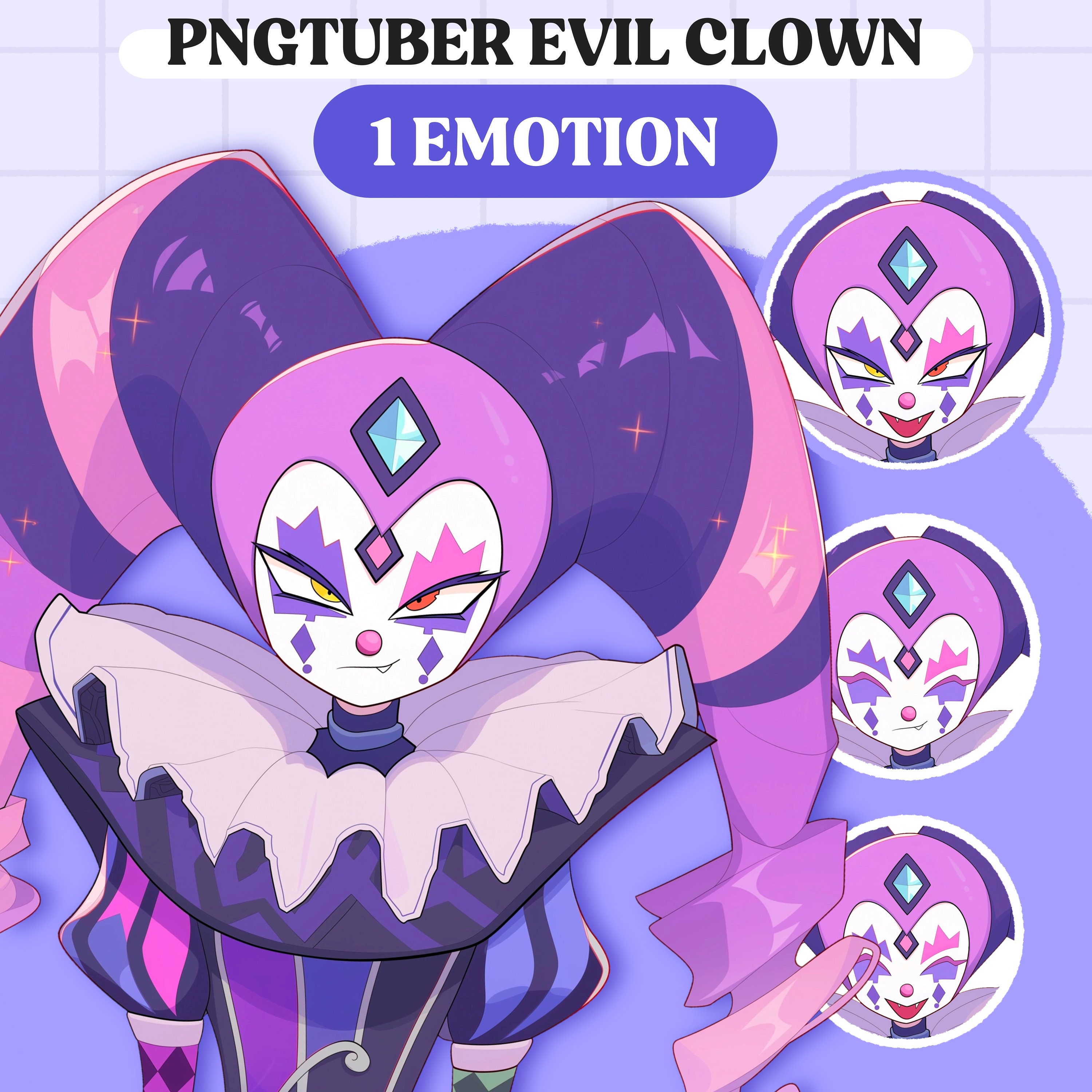 Cute Pngtuber Model | Evil Clown Girl Pngtuber Premade Model | Veadotube Model | Cute PNG Tuber ...
